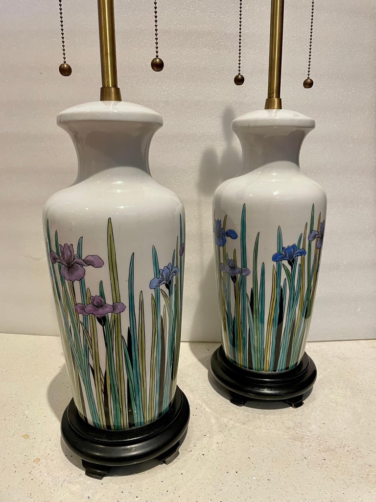 Pair of Tall Marbro Lamp Company Table Lamps in Porcelain For Sale at ...