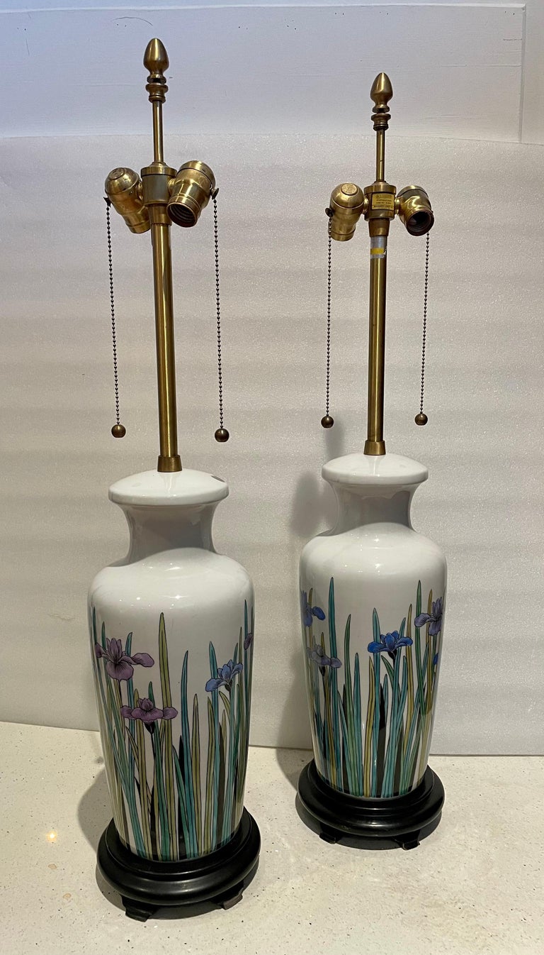 Pair of Tall Marbro Lamp Company Table Lamps in Porcelain For Sale at ...