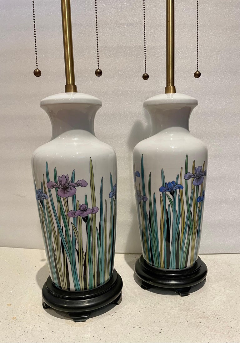 Pair of Tall Marbro Lamp Company Table Lamps in Porcelain For Sale at ...