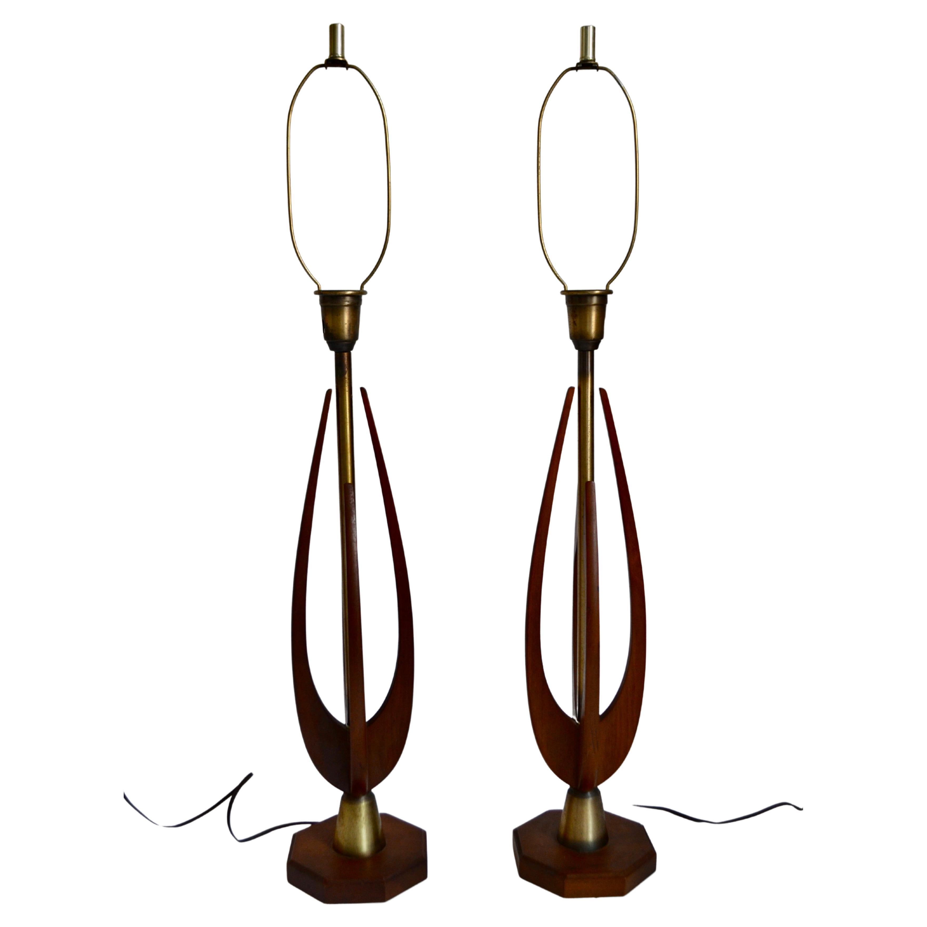 Tall Pair of Mid-Century Modern Danish style Pottery textured Lamps at ...