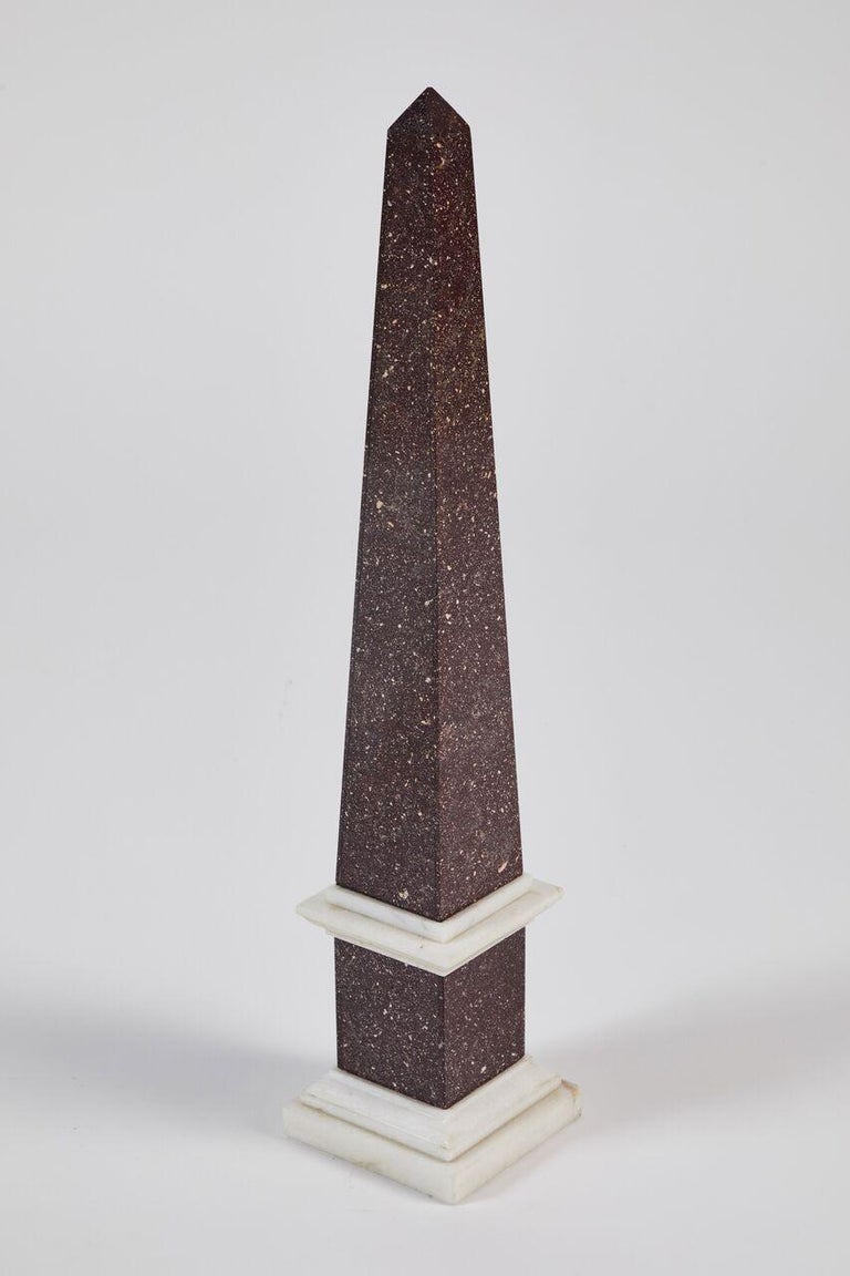 Pair of Tall Porphyry Veneered and Marble Obelisks For Sale at 1stDibs ...