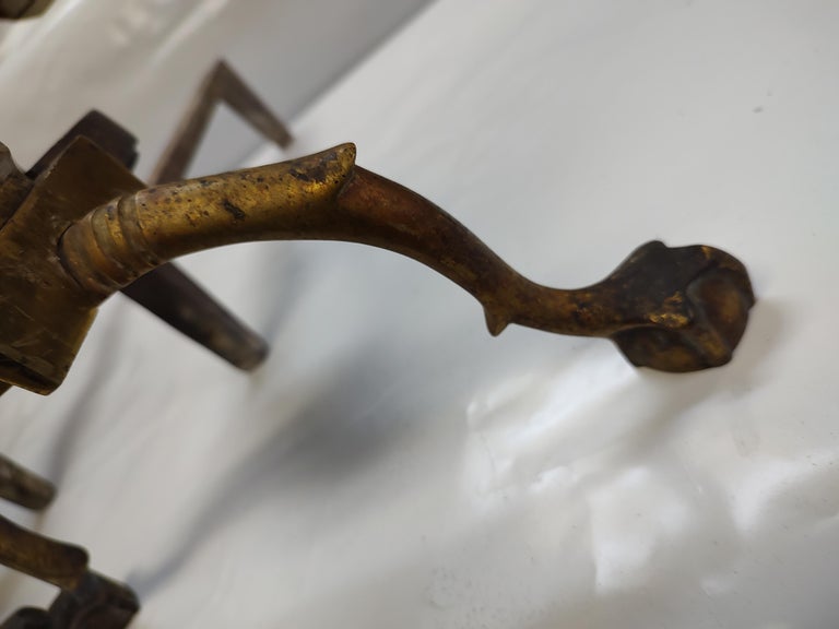 Pair of Tall Solid Brass Harvin Co. Federal Style Andirons For Sale at ...