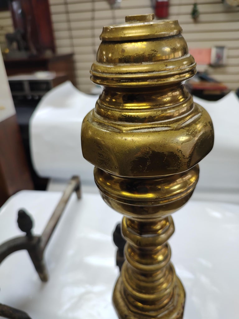 Pair of Tall Solid Brass Harvin Co. Federal Style Andirons For Sale at ...