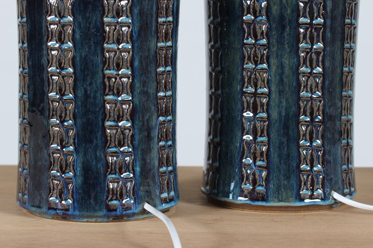 Pair of Tall Stoneware Table Lamps by Maria Philippi for Søholm ...