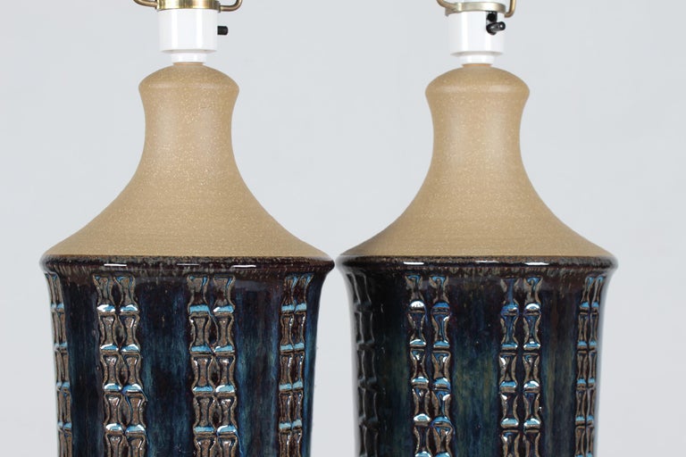 Pair of Tall Stoneware Table Lamps by Maria Philippi for Søholm ...