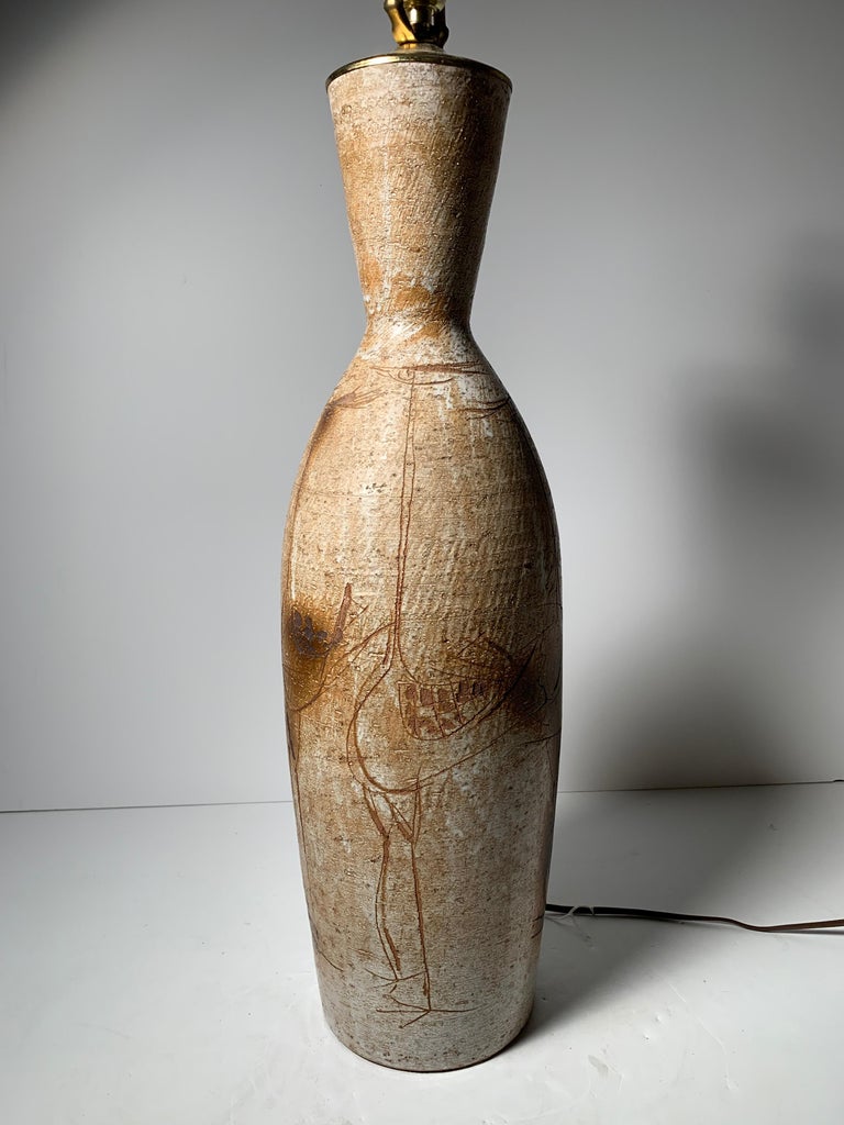 Pair of Tall Vintage Japanese Hand Thrown Torpedo Form Ceramic Table ...