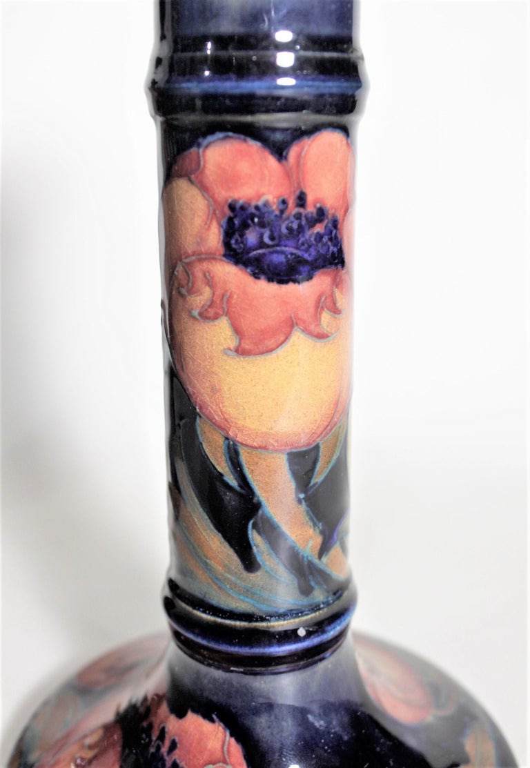 Pair of Tall William Moorcroft Poppy Patterned Art Pottery Candlesticks ...