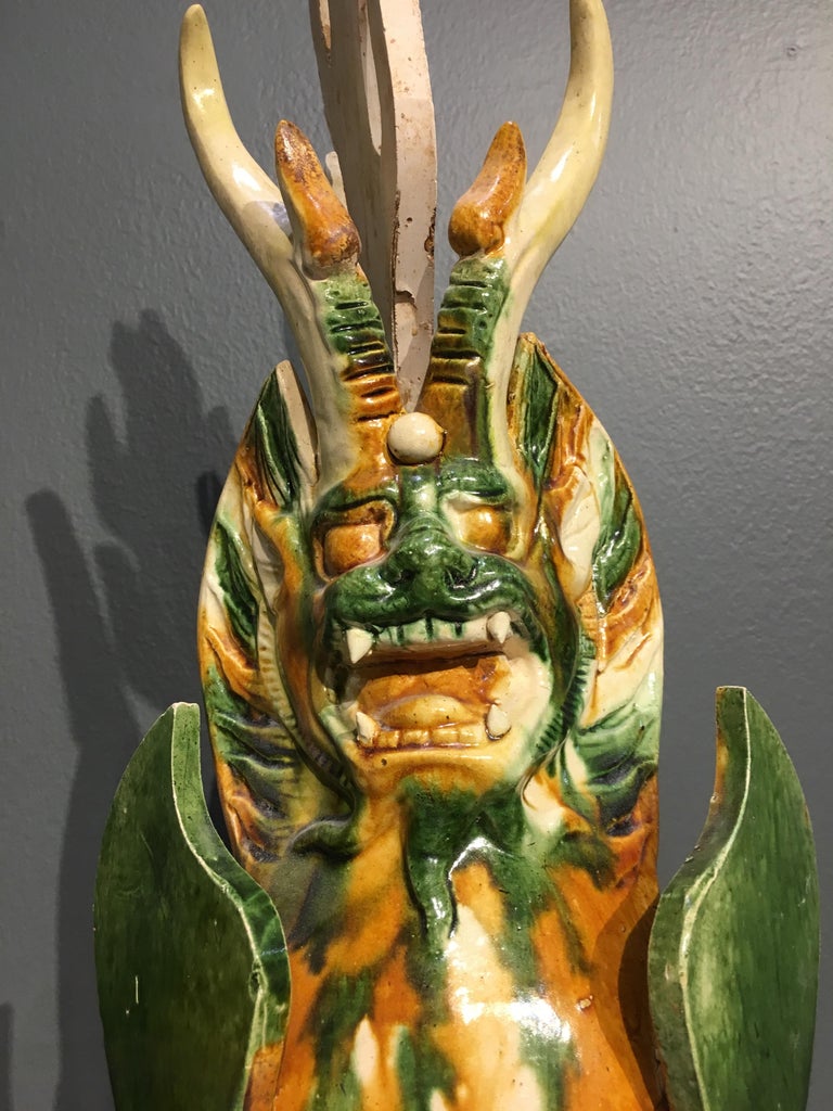 Pair of Tang Dynasty Sancai Glazed Tomb Guardians, Zhenmushou, 7th-8th ...