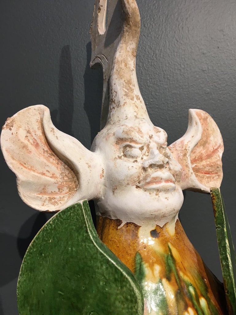 Pair of Tang Dynasty Sancai Glazed Tomb Guardians, Zhenmushou, 7th-8th ...