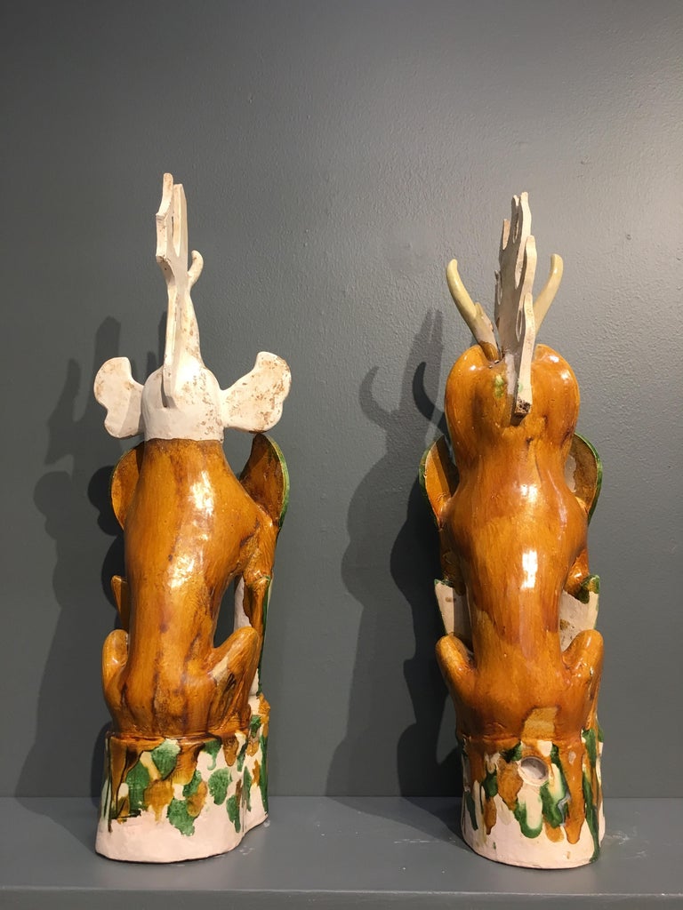 Pair of Tang Dynasty Sancai Glazed Tomb Guardians, Zhenmushou, 7th-8th ...