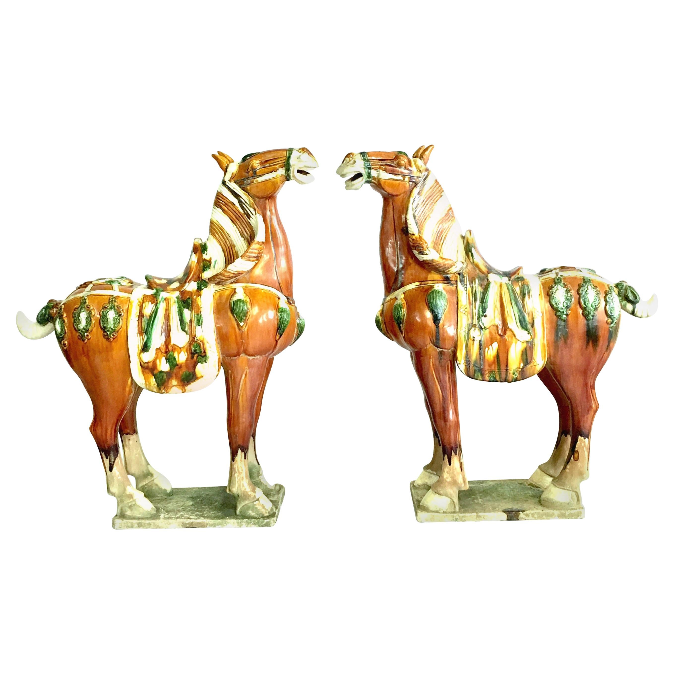 Pair of Glazed Terracotta or Sancai Parrots at 1stDibs
