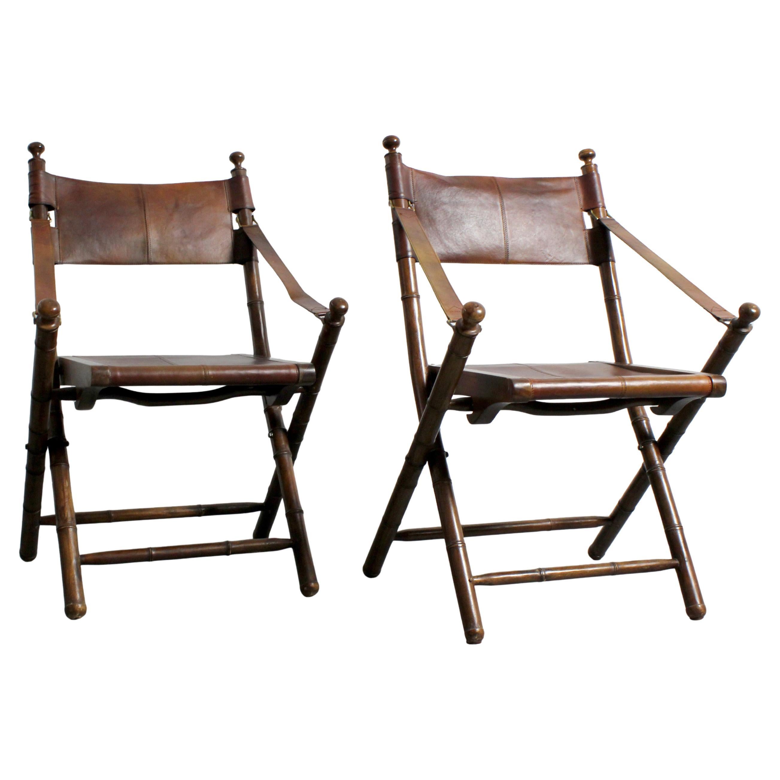 Pair of "Tarlton" folding chairs with a teak wood frame For Sale at 1stDibs