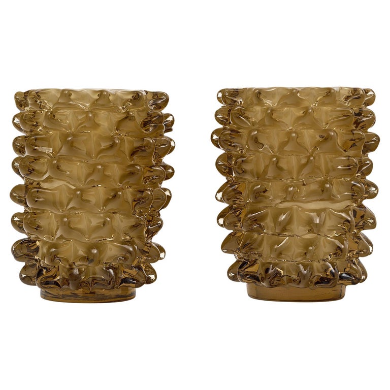 Pair of Taupe Murano Glass Rostrate Vase For Sale at 1stDibs