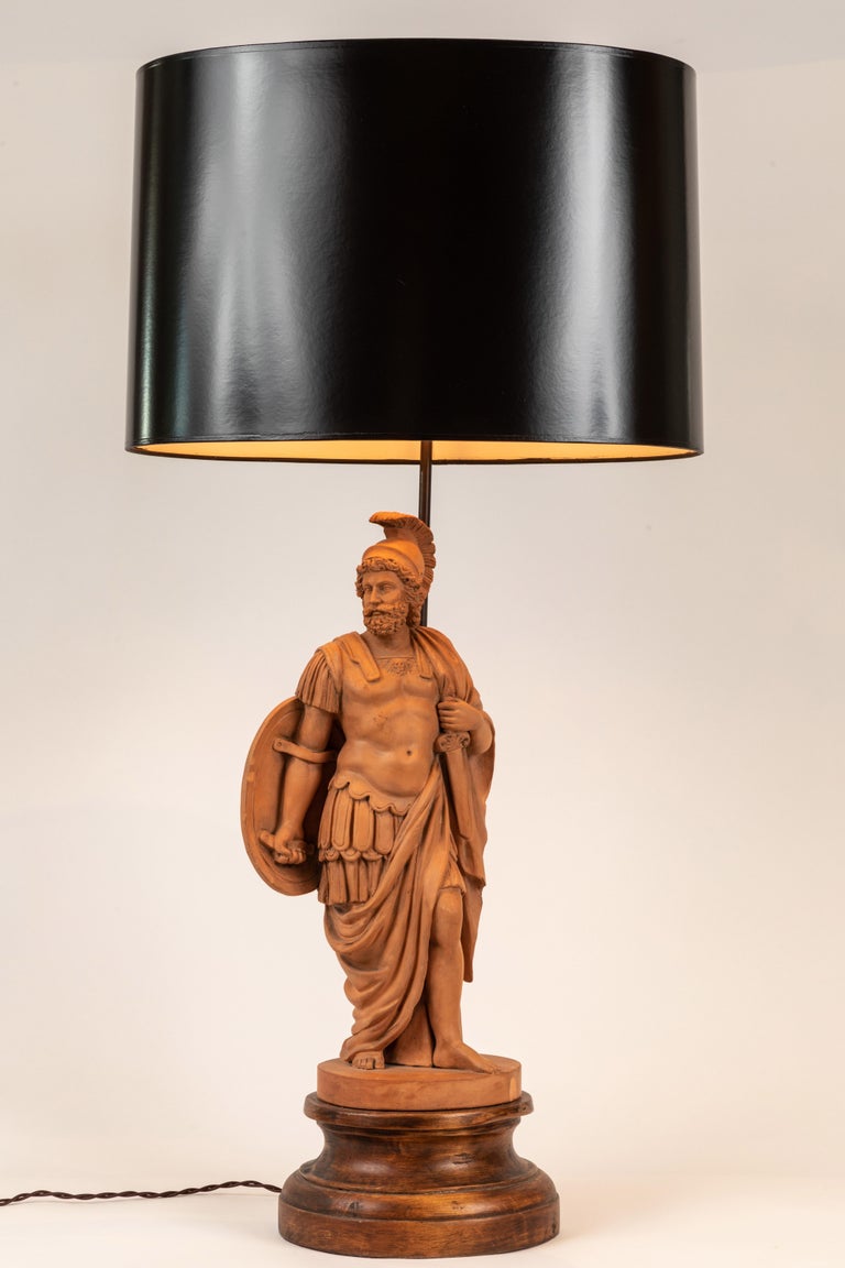 Pair of Terracotta Roman Classical Figures by L. Hjorth as Lamps at 1stDibs