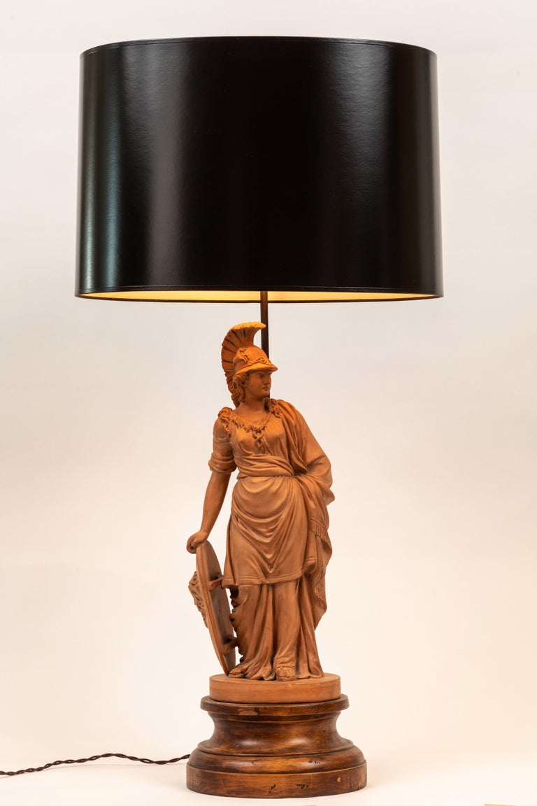 Pair of Terracotta Roman Classical Figures by L. Hjorth as Lamps at 1stDibs