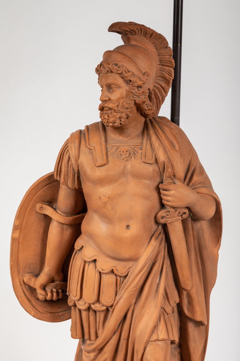 Pair of Terracotta Roman Classical Figures by L. Hjorth as Lamps at 1stDibs