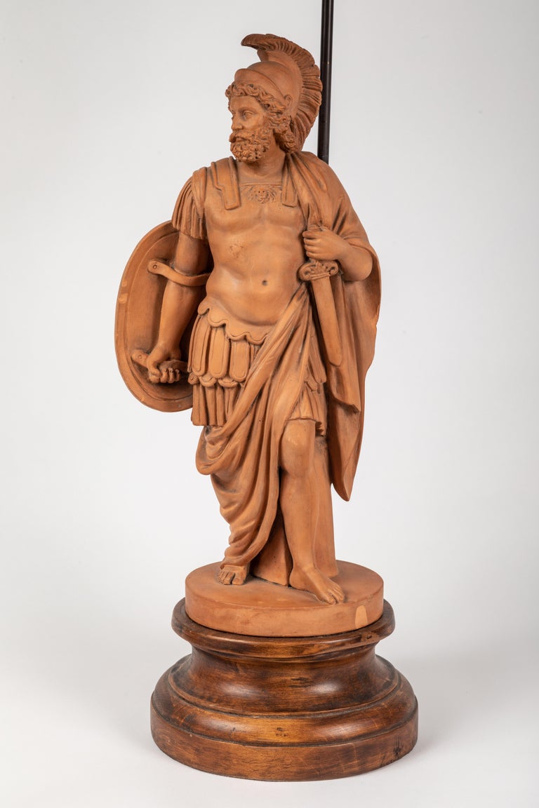 Pair of Terracotta Roman Classical Figures by L. Hjorth as Lamps at 1stDibs