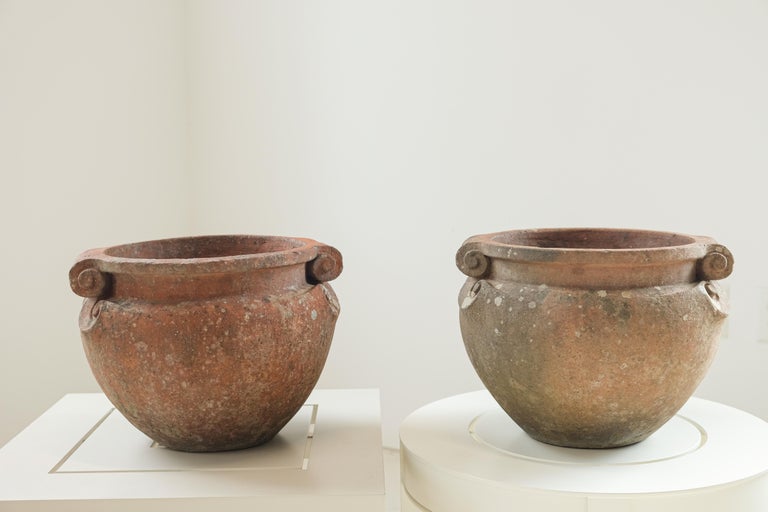 Pair of Terracotta Compton Scroll Pots at 1stDibs