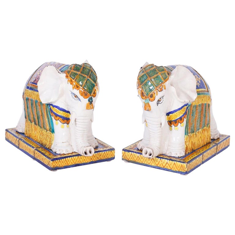 Pair of Terracotta Elephants Ornaments at 1stDibs