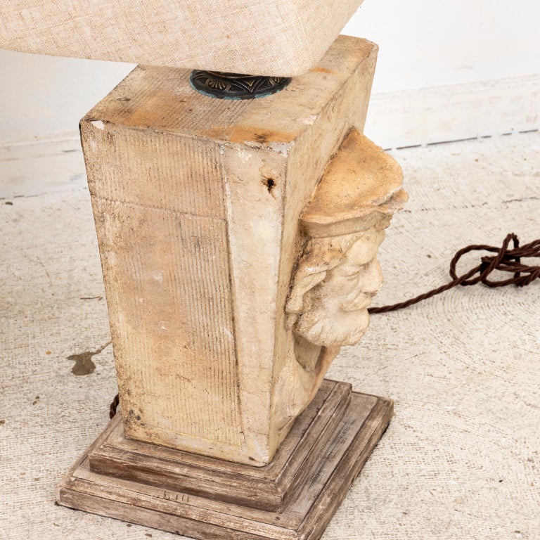 Pair of Terracotta Figural Keystone Lamps For Sale at 1stDibs