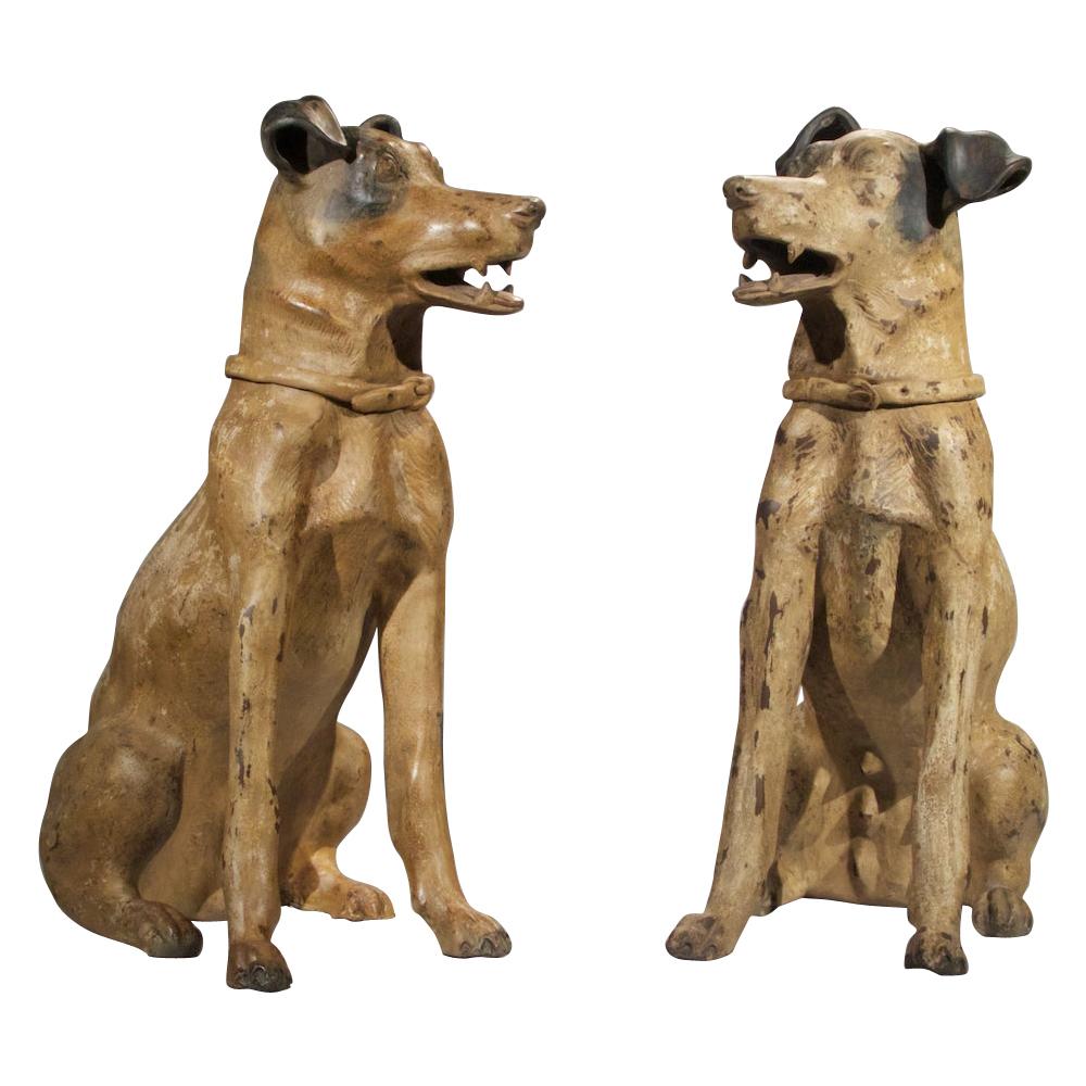 Pair of Terracotta Hounds at 1stDibs