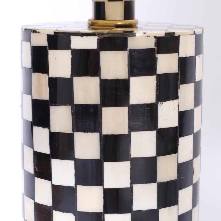 Pair of Tessellated Bone Table Lamps For Sale at 1stDibs