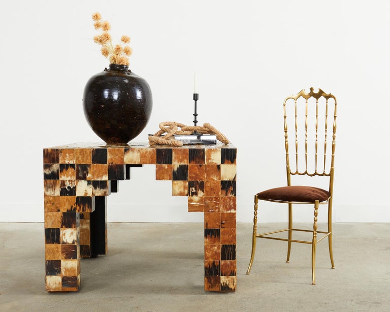 Pair of Tessellated Horn Block Tables Designed by Thomas Britt For Sale ...