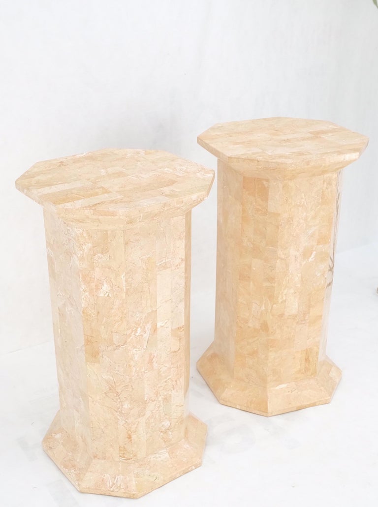 Pair of Tessellated Stone Marble Columns Octagon Shape Pedestals ...