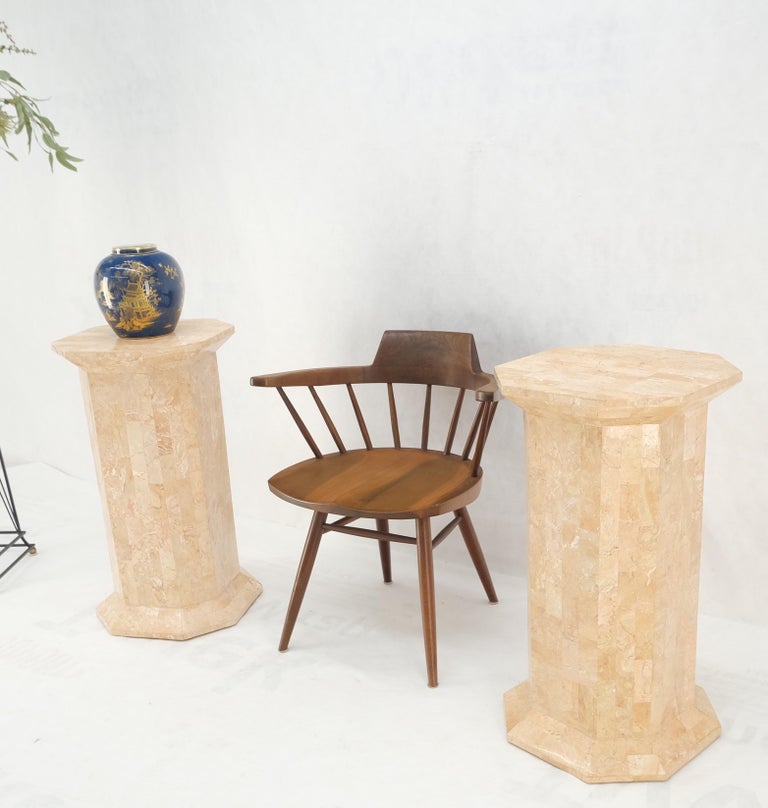 Pair of Tessellated Stone Marble Columns Octagon Shape Pedestals ...
