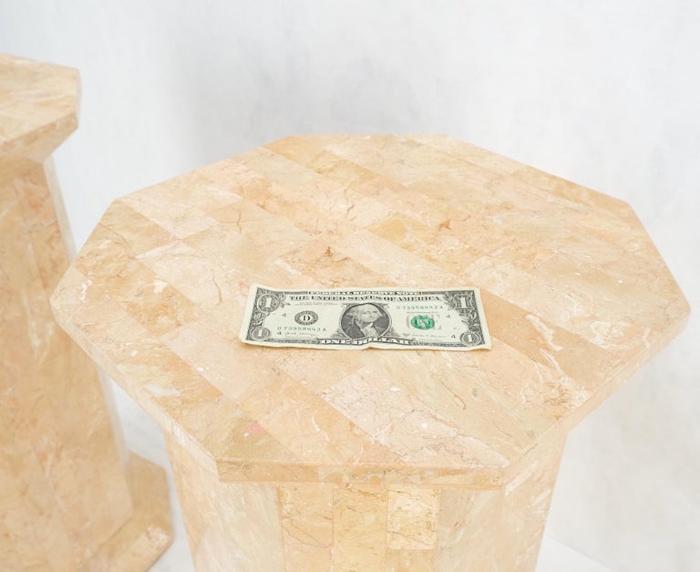 Pair of Tessellated Stone Marble Columns Octagon Shape Pedestals ...