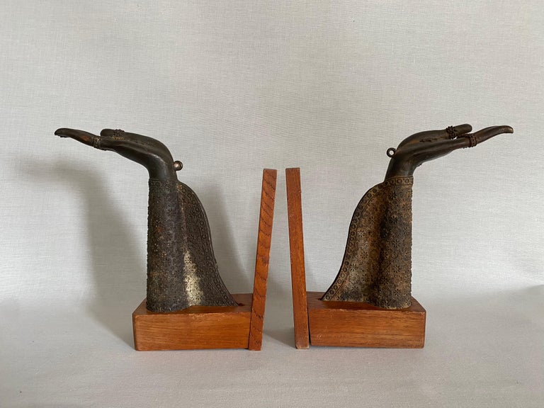 Pair of Thai Bronze Buddha Hands Fragments Repurposed as Bookends For ...