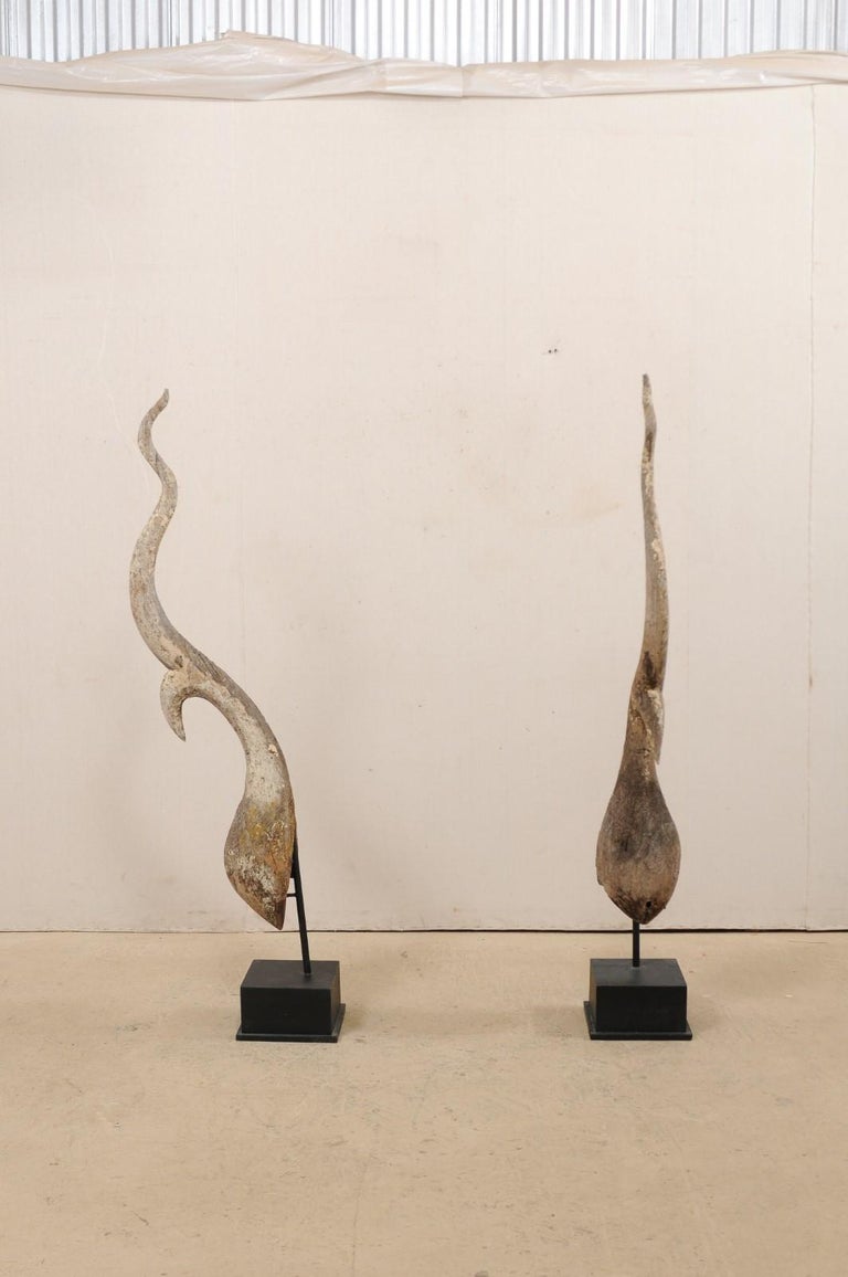 Pair of Thai Chofa Temple Spires from the 19th Century on Custom Stands ...