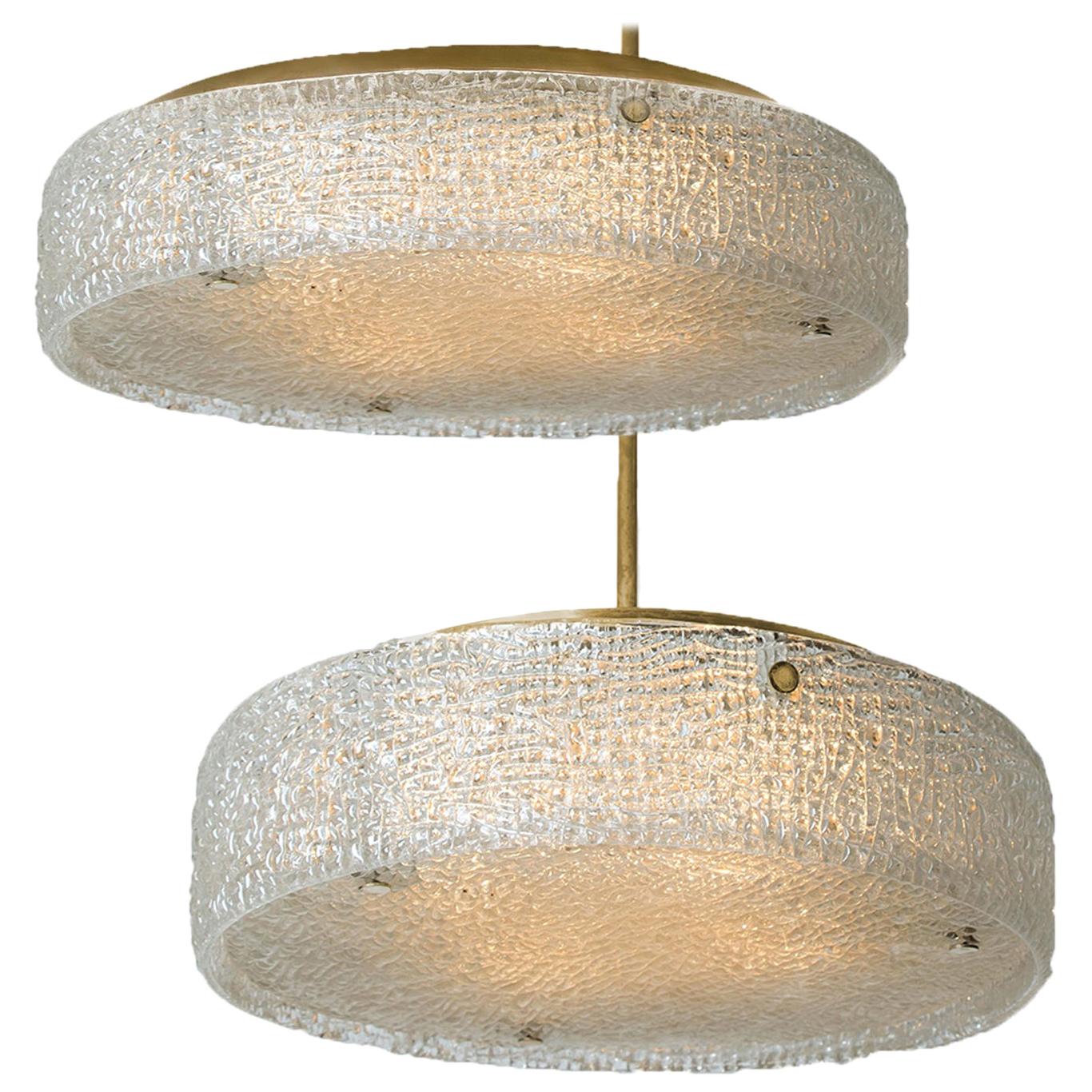 Pair of Thick Textured Glass Flush Mount Ceiling Lights and by Kaiser ...