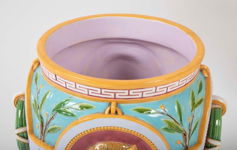 Pair of Thomas Minton Majolica Jardinières For Sale at 1stDibs