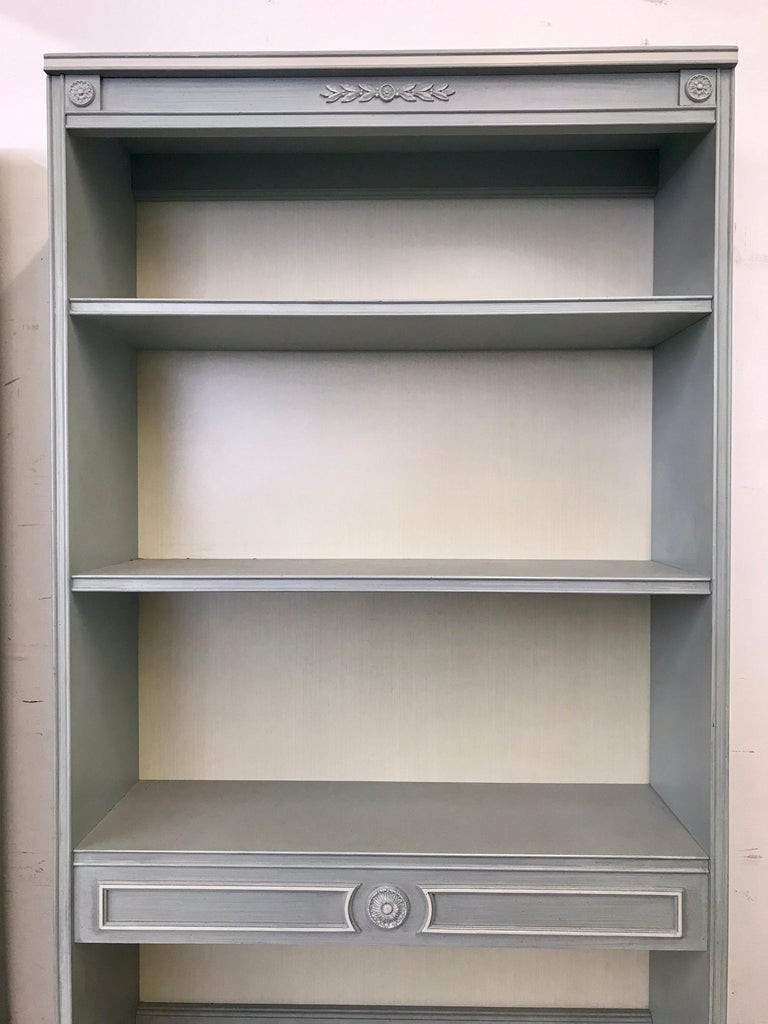 Thomasville 2-Piece Powder Blue Tall Bookcases Shelves Cabinets ...