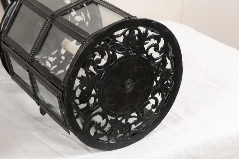 Pair of Three-Light Moroccan-Inspired European Lanterns in Black Color ...