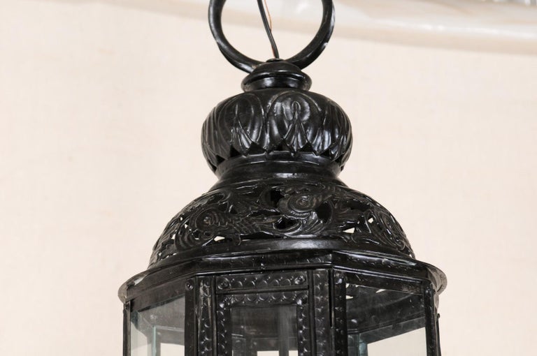 Pair of Three-Light Moroccan-Inspired European Lanterns in Black Color ...