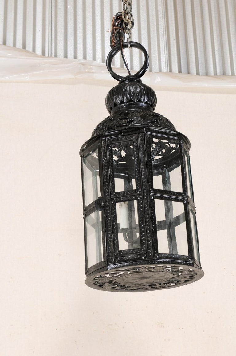 Pair of Three-Light Moroccan-Inspired European Lanterns in Black Color ...