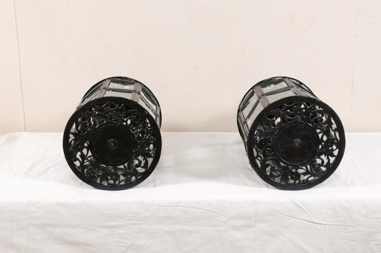 Pair of Three-Light Moroccan-Inspired European Lanterns in Black Color ...