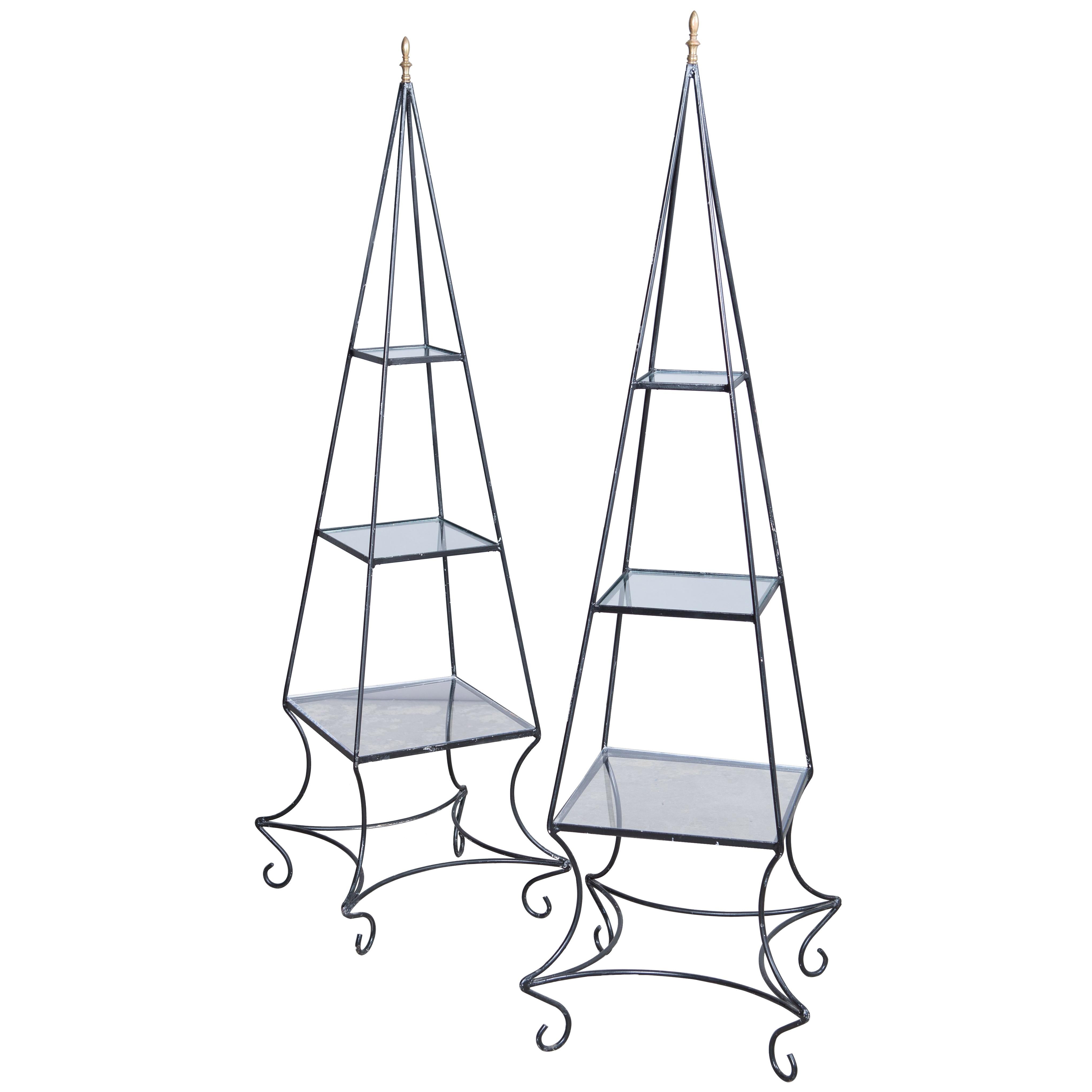 Three-Tier Triangular Wrought Iron Stand at 1stDibs