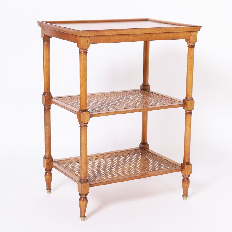 Pair of Three Tiered Caned Stands at 1stDibs