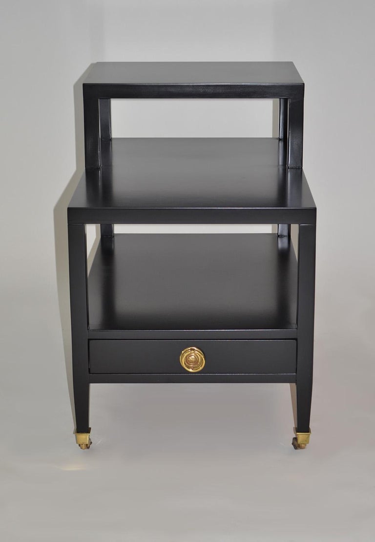 Pair of Tiered End or Side Tables Single Drawer by Baker Furniture Mid ...