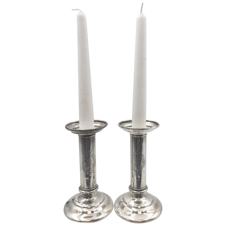 Pair of Tiffany and Co. Sterling Silver Candlesticks from 1903 with ...