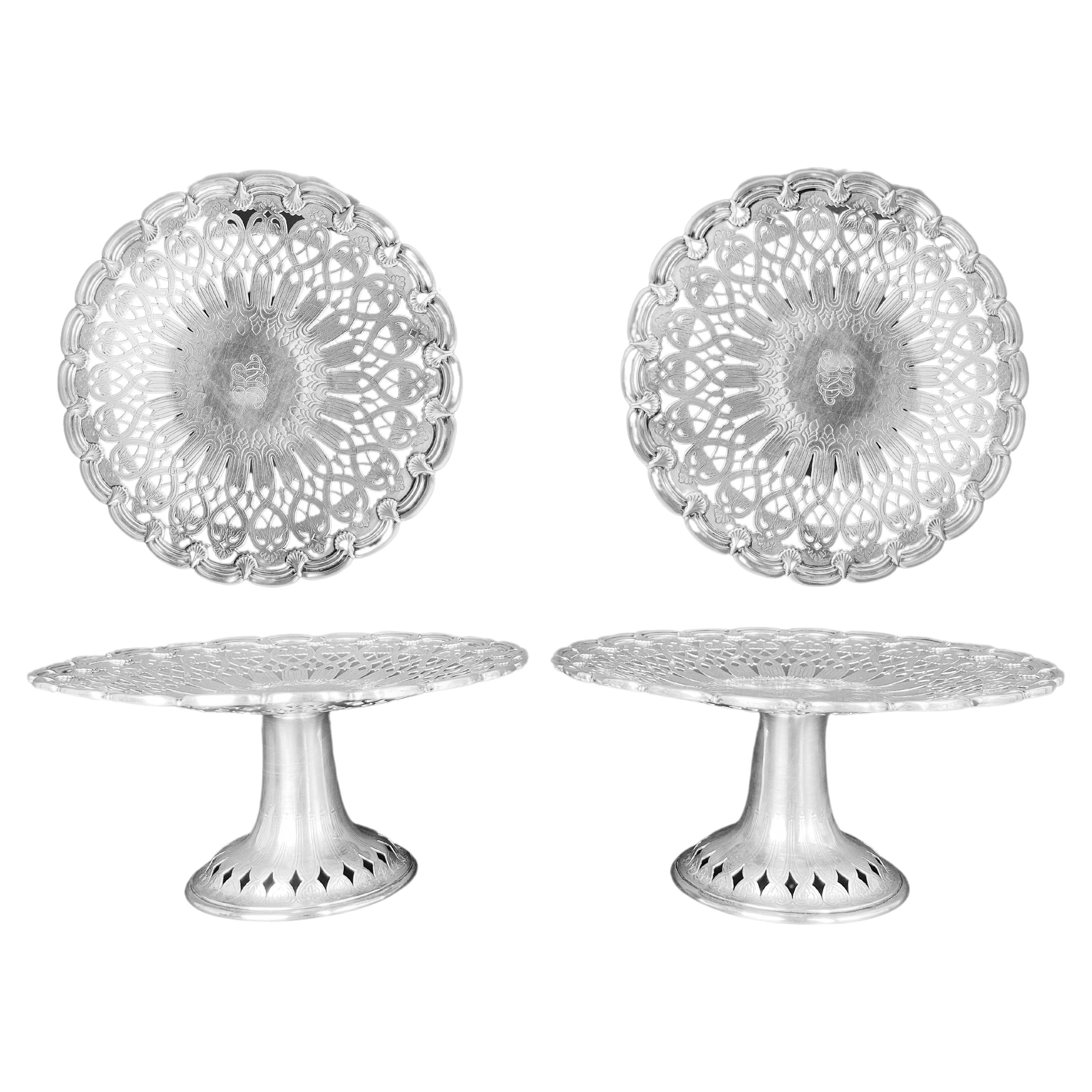 Pair Of Tiffany and Co Sterling Silver Compote Tazzas For Sale at 1stDibs