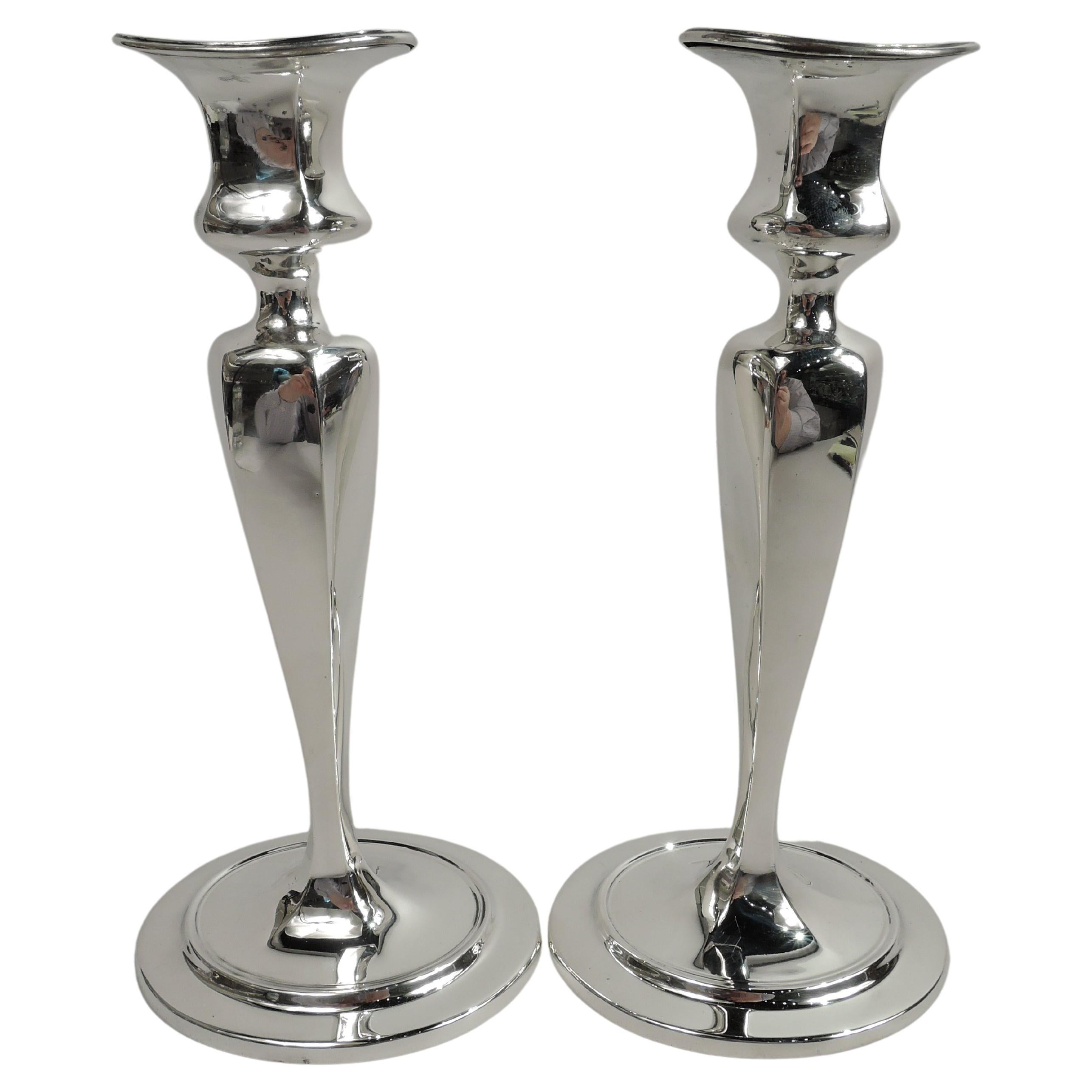 Sterling Silver Candlesticks Antique Edwardian, 1905 at 1stDibs
