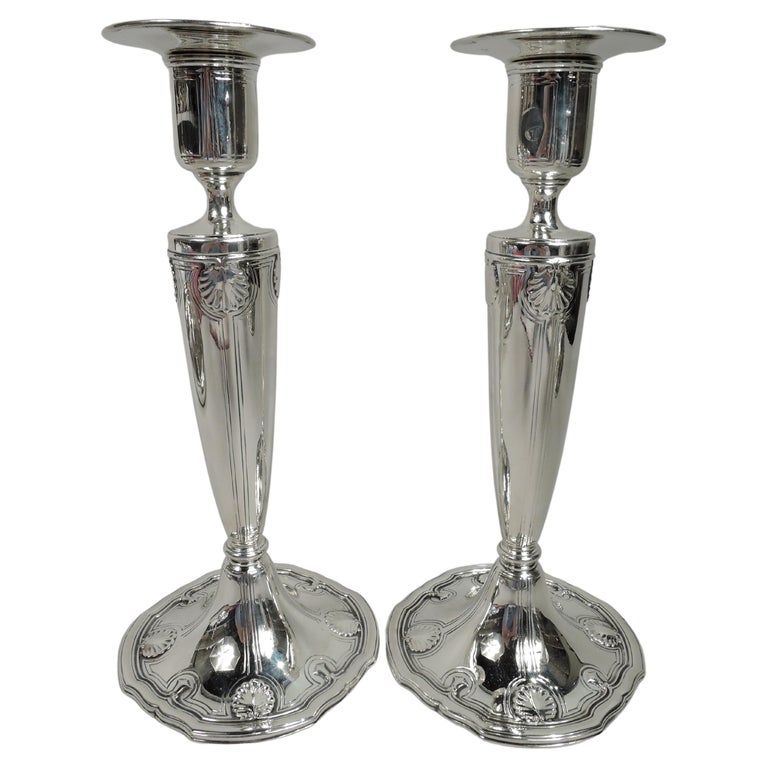 Pair of Tiffany and Co. Edwardian Regency Sterling Silver Candlesticks ...