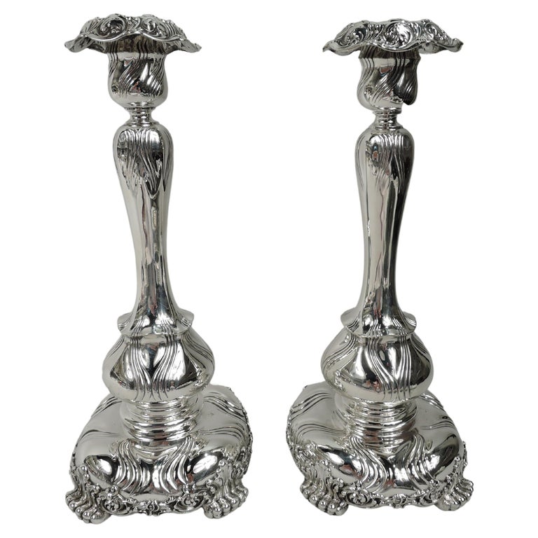 Pair of Tiffany Victorian Classical Sterling Silver Candlesticks For ...