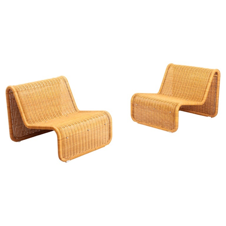 Pair of Tito Agnoli P3 Wicker Easy or Garden Chair for Vittorio ...