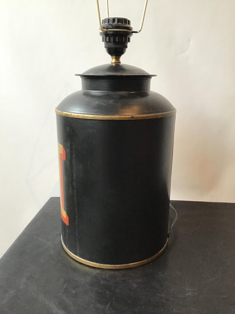 Pair of Tole “H” Tea Canister Lamps by Woolpit Interiors at 1stDibs