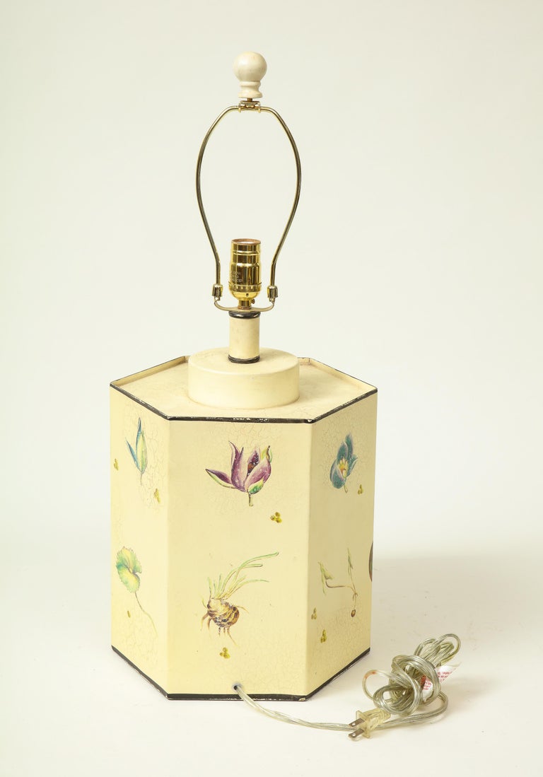 Pair of Tôle Peinte Botanical Table Lamps For Sale at 1stDibs
